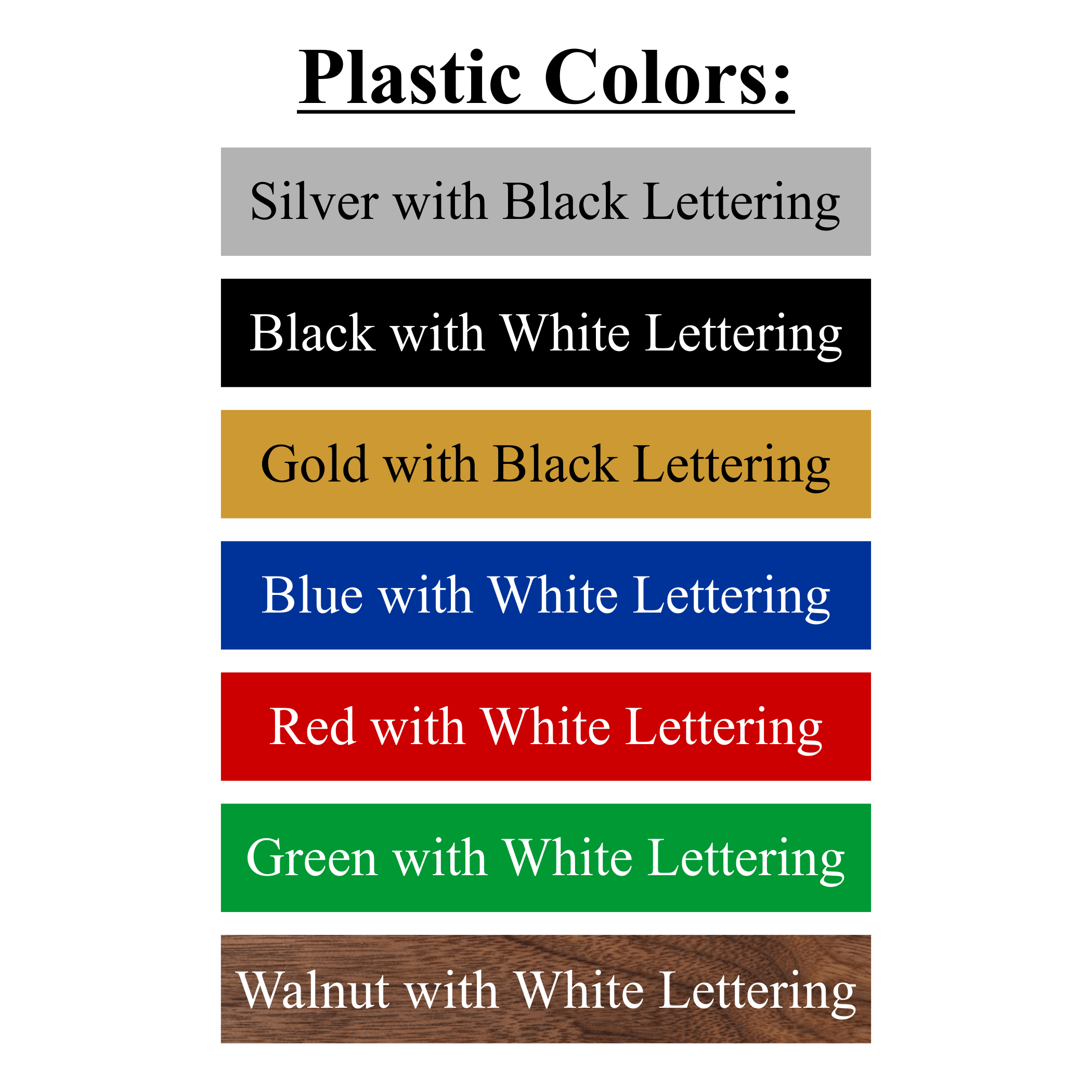 Plastic Name Desk & Door Plates