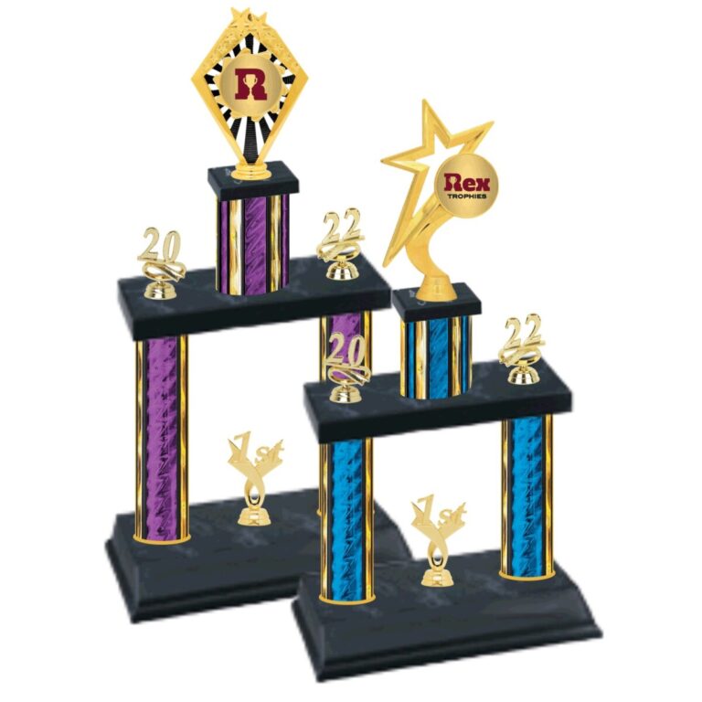 Custom Insert Figure Two-Tier Wide Column Trophy — Rex Trophies